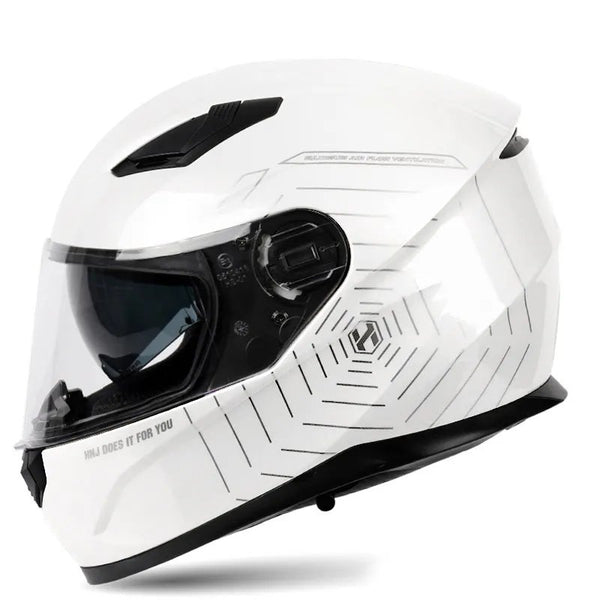 Motorcycle Helmet | White, Silver Spider Web & Black Visor