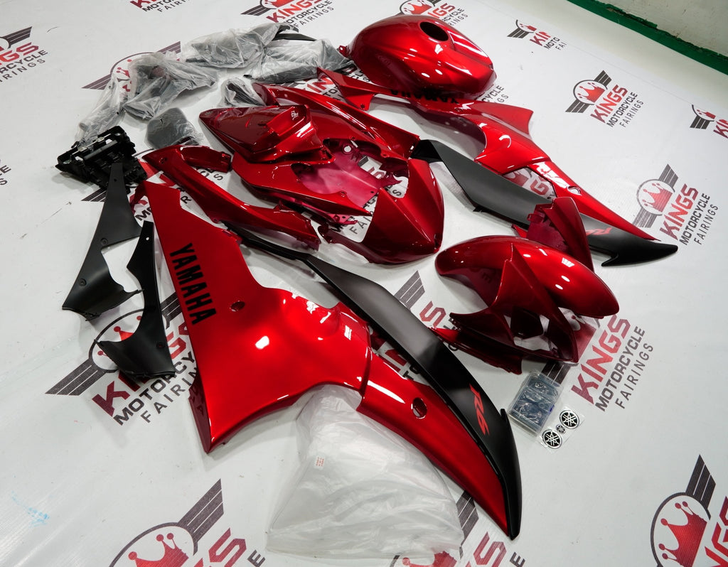 Yamaha R6 Fairings (2008-2016) Candy Apple Red, Matte Black